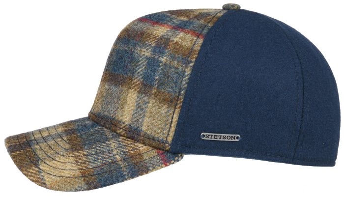 Stetson Trucker Cap Virgin Wool Check, navy